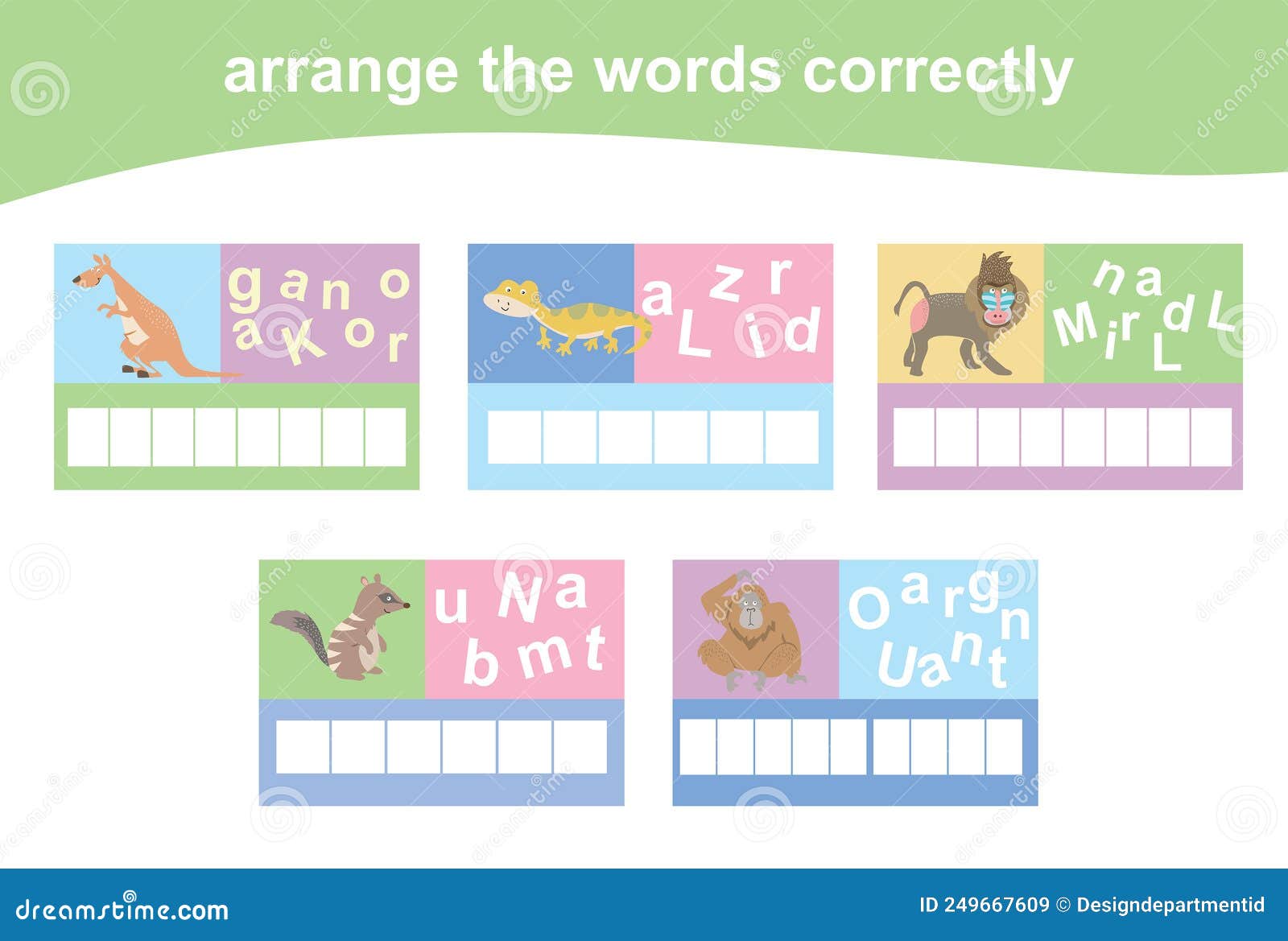 Arrange the Words Correctly Worksheet Stock Vector - Illustration of ...