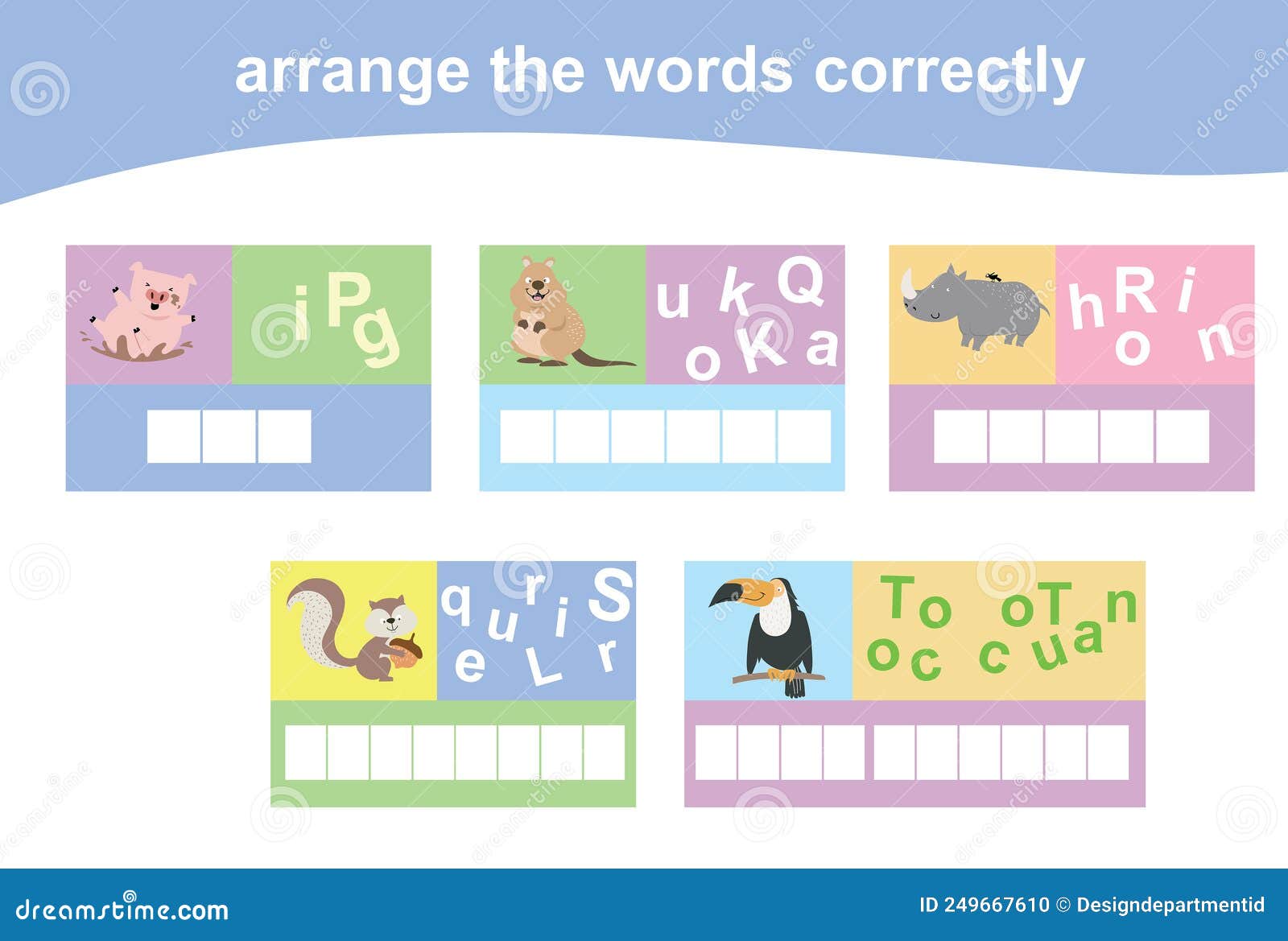 Arrange the Words Correctly Worksheet Stock Vector - Illustration of ...