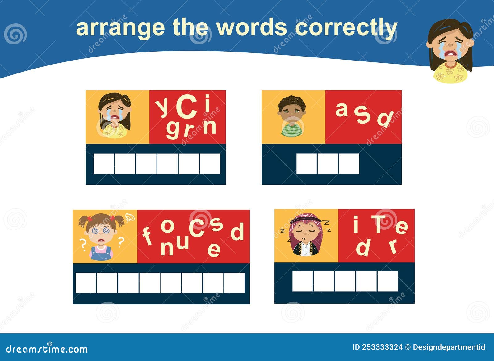 Arrange the Words Correctly Worksheet Stock Vector - Illustration of ...