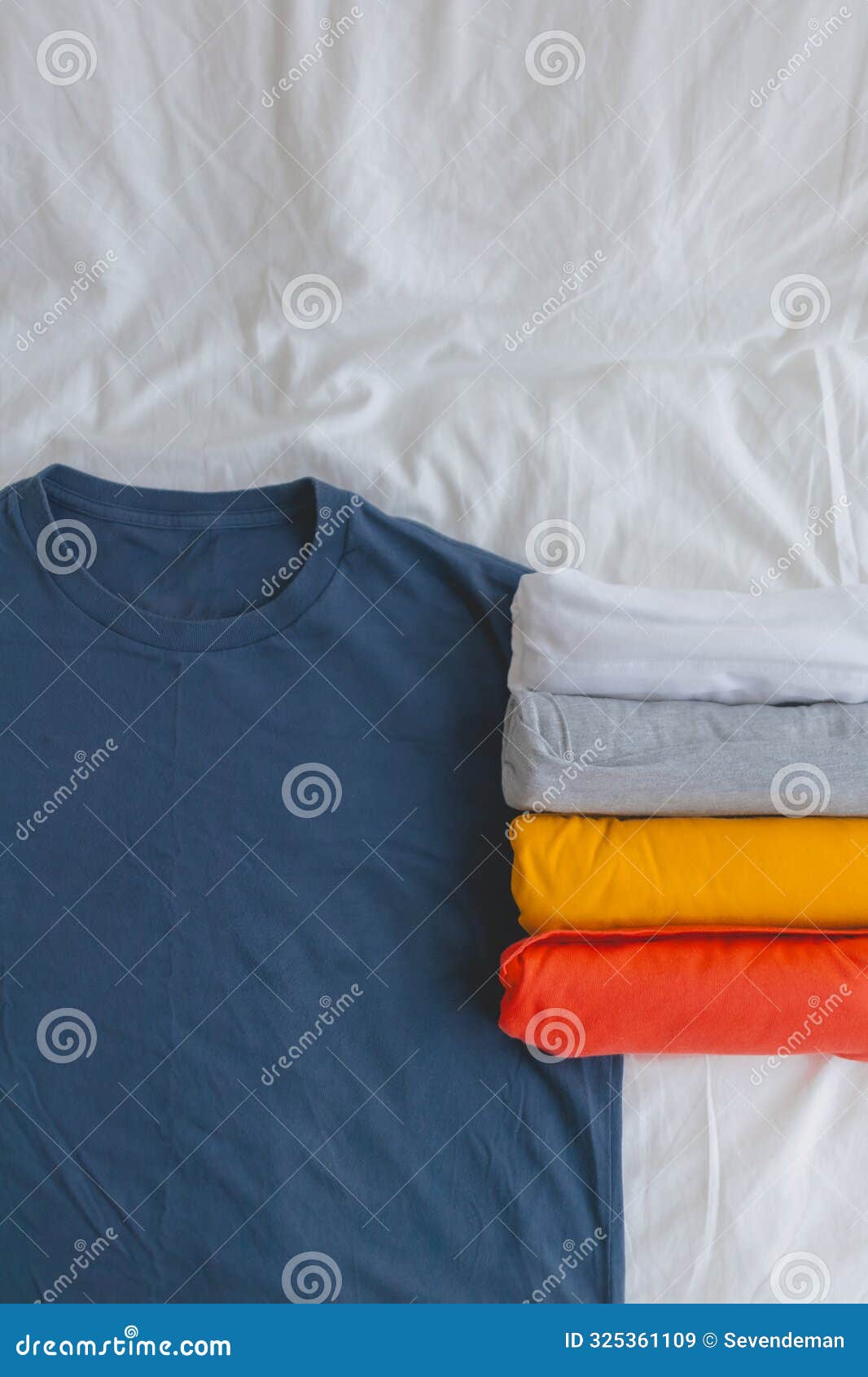 Arranged and Packing of Various Plane Simple Color T-shirts. Stock ...