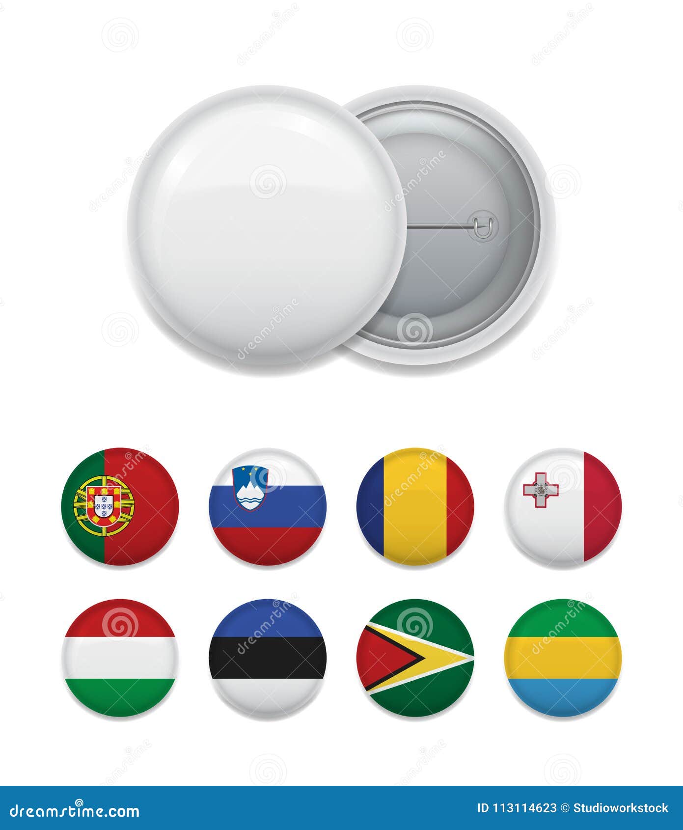 Arranged Plenty of Flags for Round Badge Stock Vector - Illustration of ...