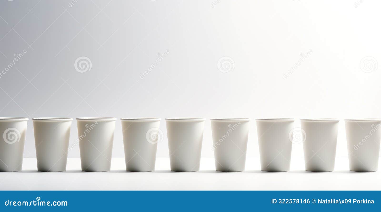 Arranged Row of White Disposable Coffee Cups on Bright Surface ...