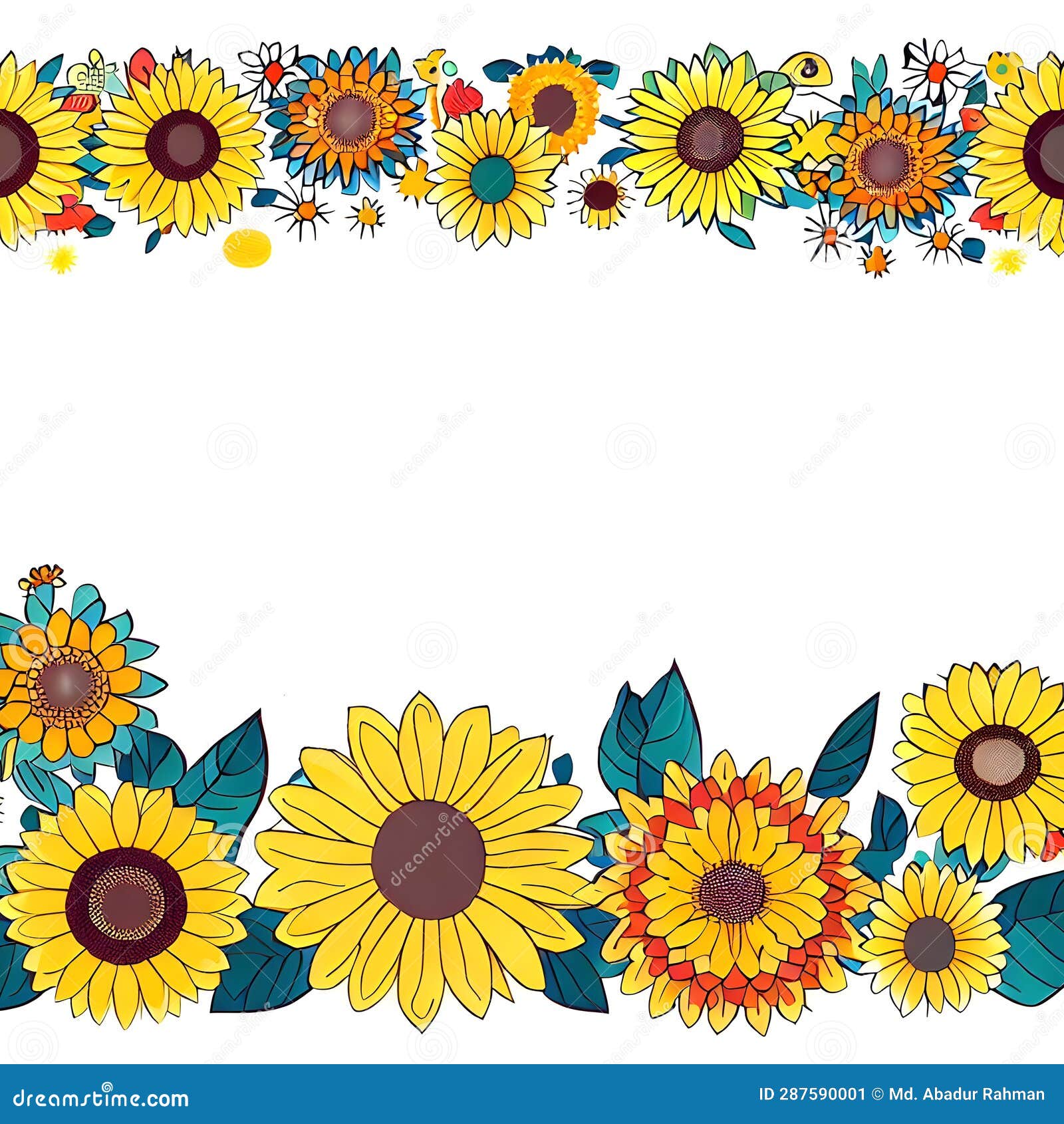 Arranged Sunflower Border for Invitation or Greeting Card Ai Generated ...