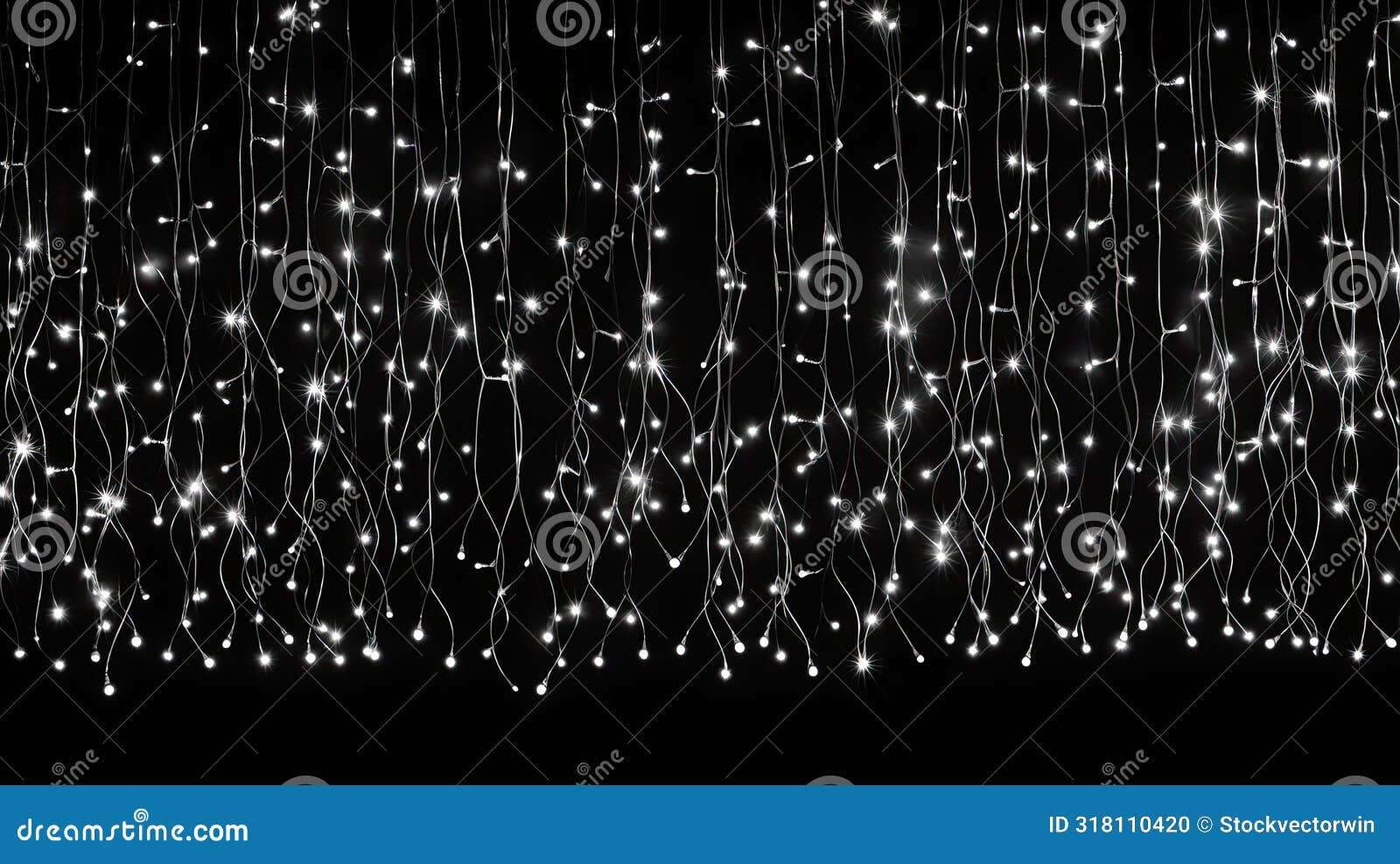 Arranged White String Lights on Black Background Stock Illustration ...