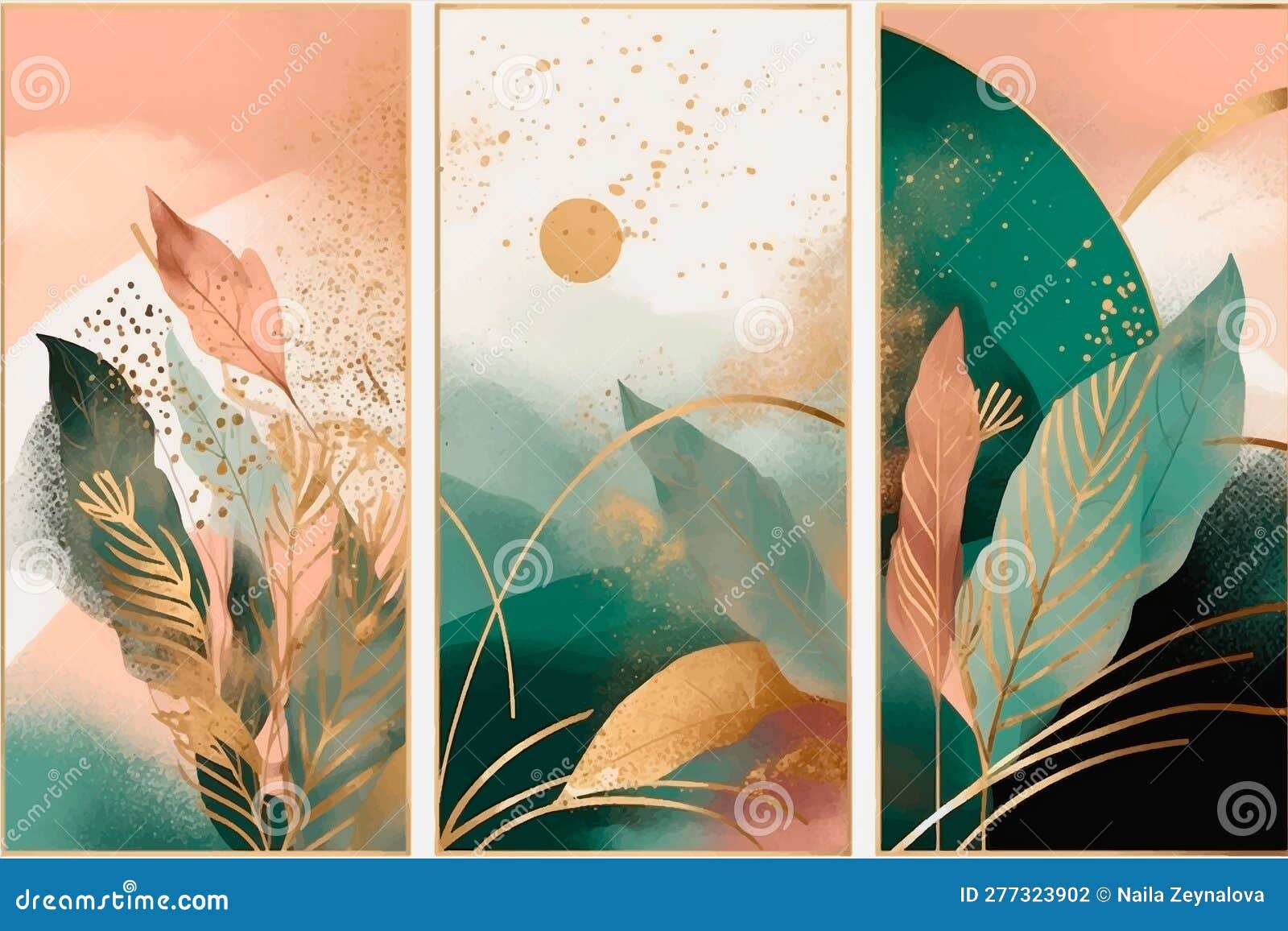 Arrangement Abstract Tropical Panel Pattern with Exotic Flowers, Leaves ...