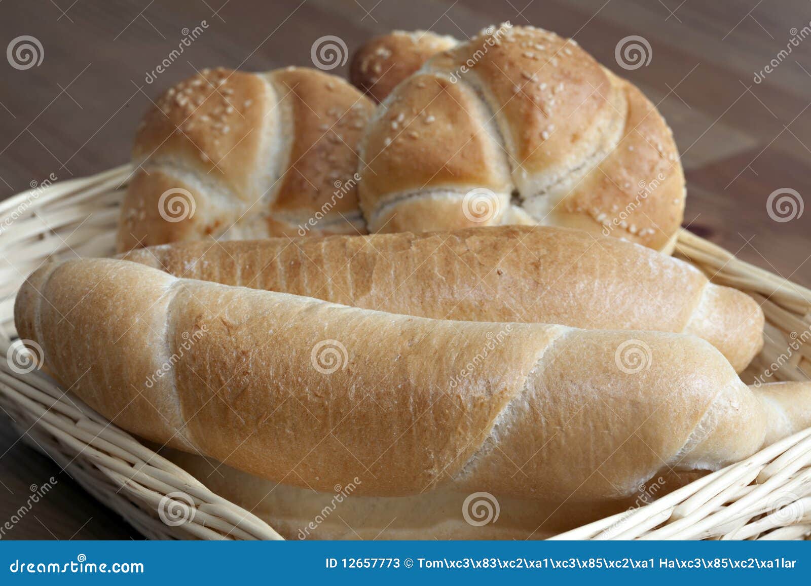 Arrangement of Bread in Basket Stock Image - Image of white, background ...