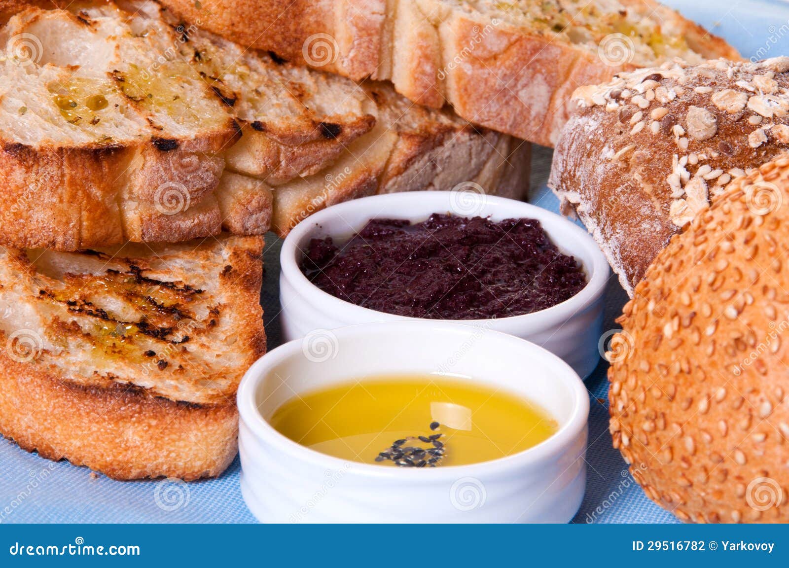 Arrangement of Bread with Sauces. Stock Photo - Image of tasty, baked ...
