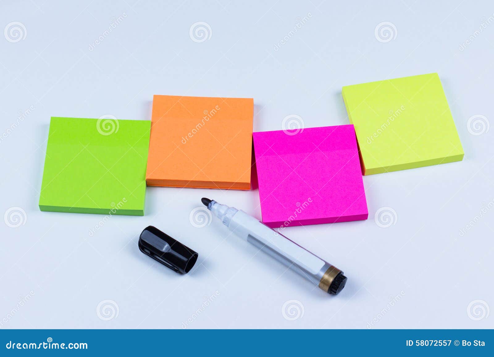Arrangement of Colored Sticky Notes with Marker Pen Stock Image - Image ...