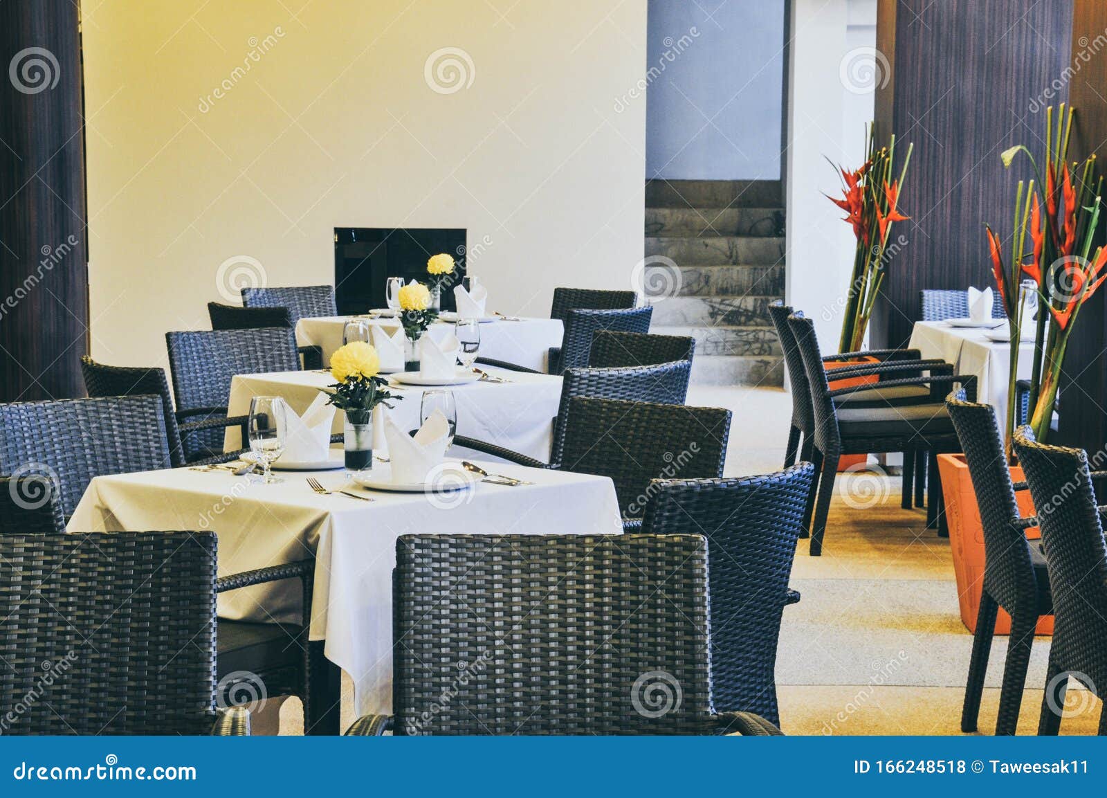 The Arrangement of the Dining Table Inside the Restaurant Stock Photo ...