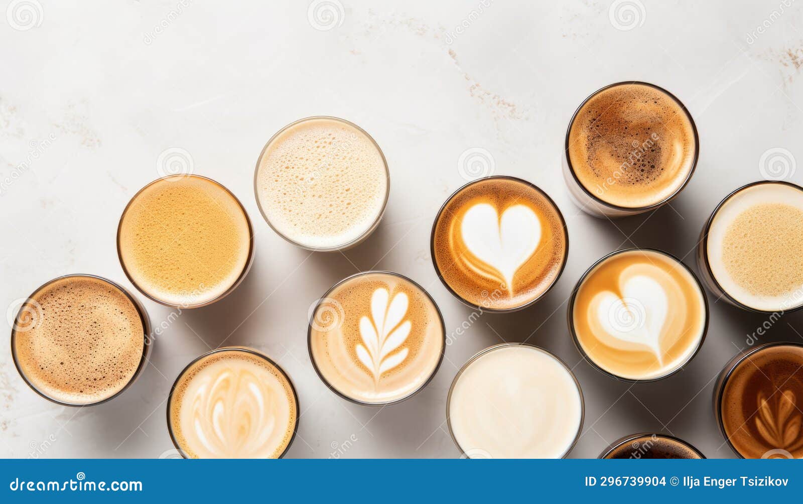Arrangement of Multiple Coffee Mugs with an Overhead View on a Pristine ...