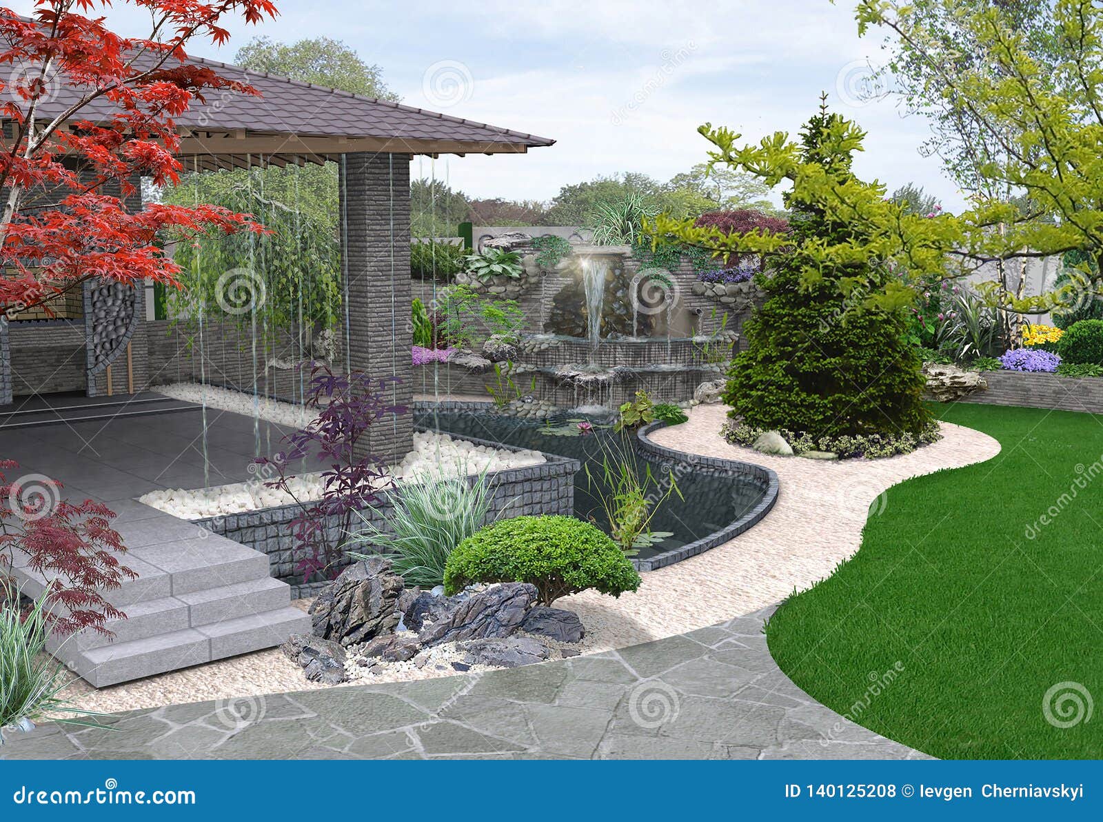 Landscaping Patio Master Plan 2D Sketch Stock Photography ...