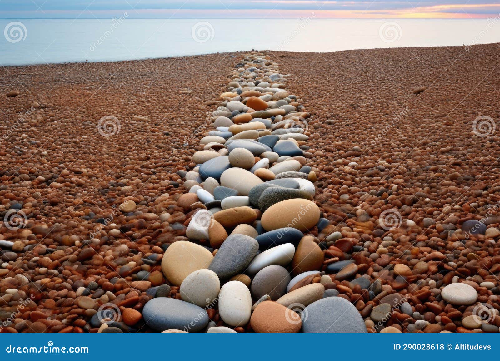Arrangement of Pebbles Creating a Path Leading To the Sea Stock Photo ...