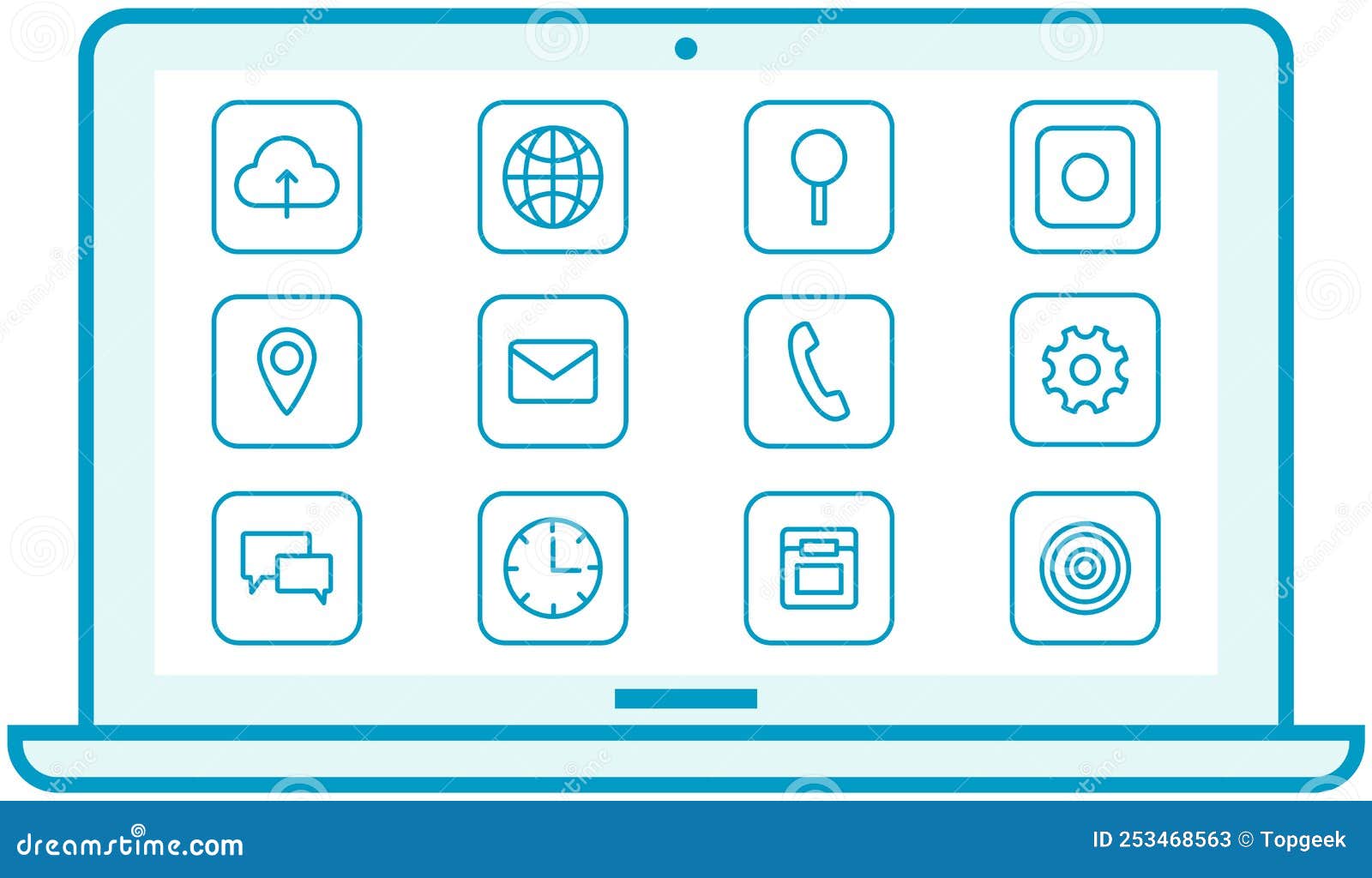 Arrangement of Program Shortcuts on Display. Computer Home Screen ...