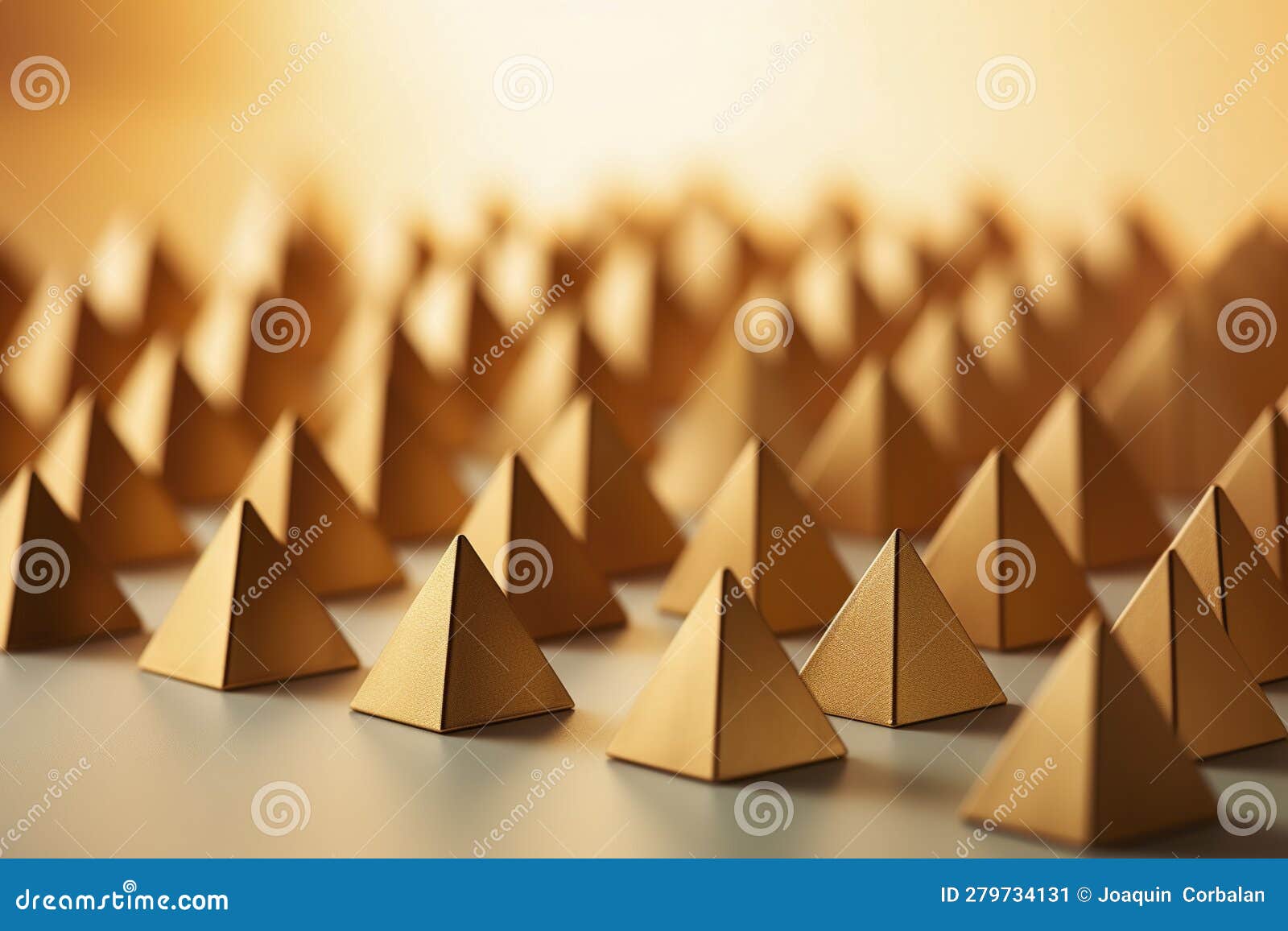 Arrangement of Shiny Golden Objects, Meticulously Crafted into a Captivating Pyramid-shaped ...