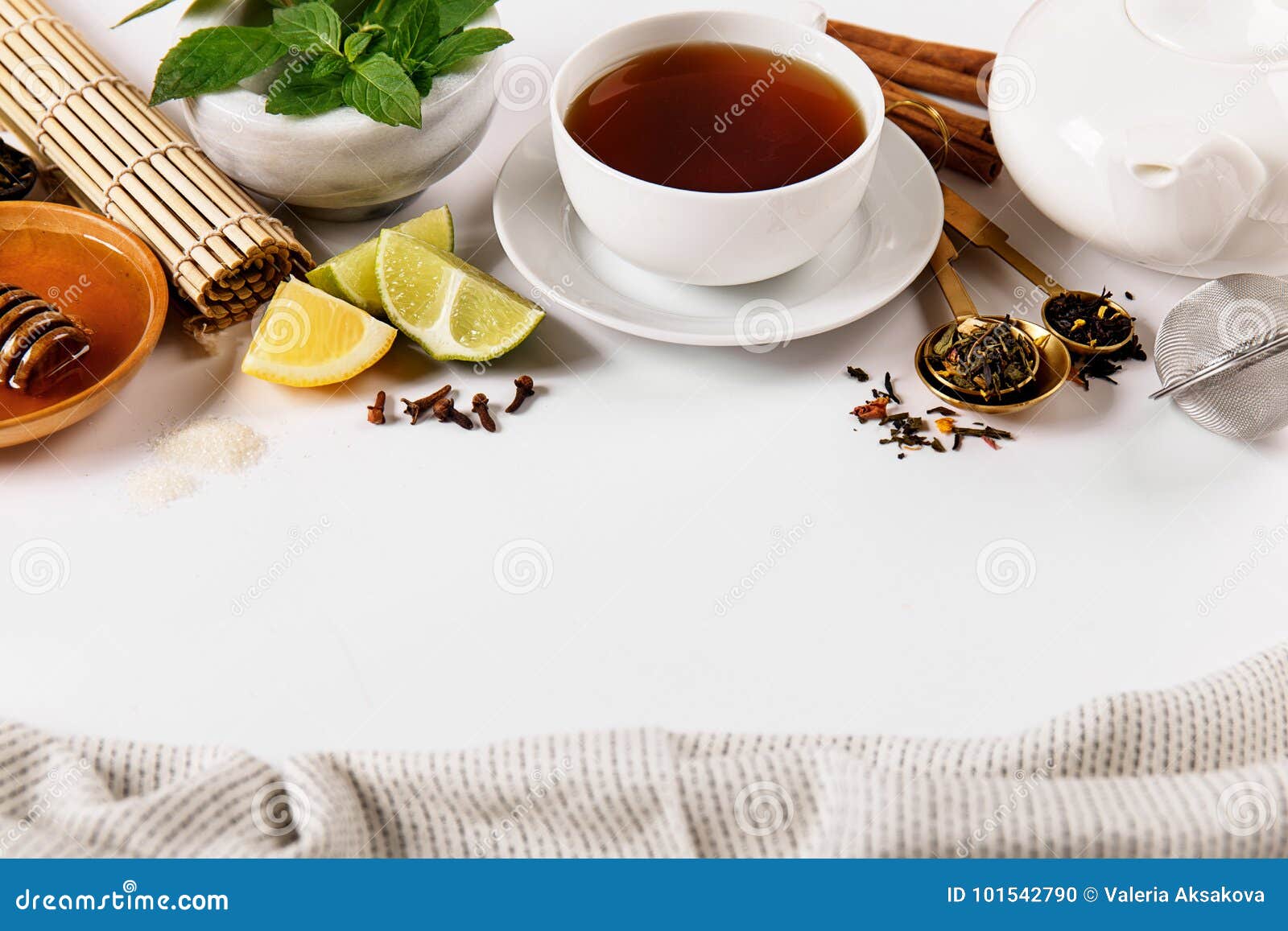 Arrangement of Tea Set and Condiments Stock Photo - Image of fragrant ...