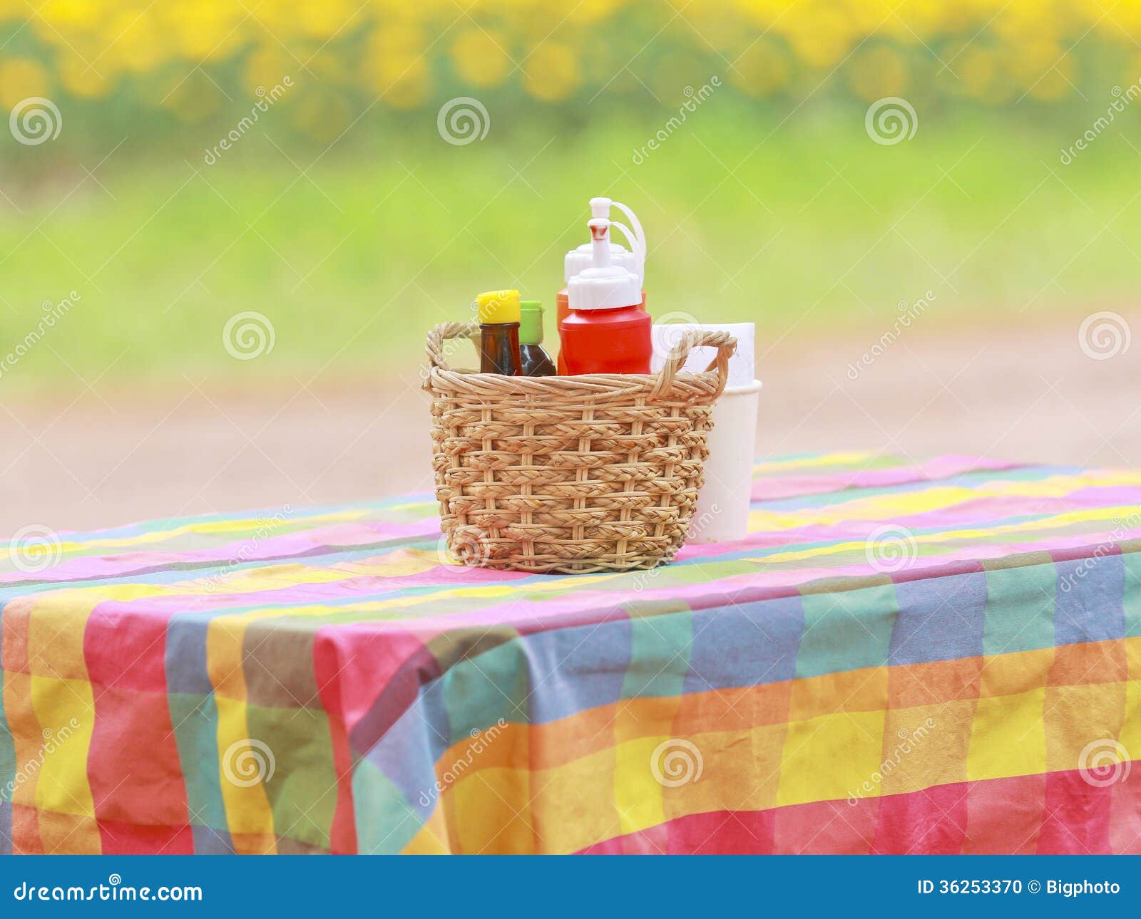 An Arrangement of Various Gourmet Condiments in a Gift Basket Stock ...