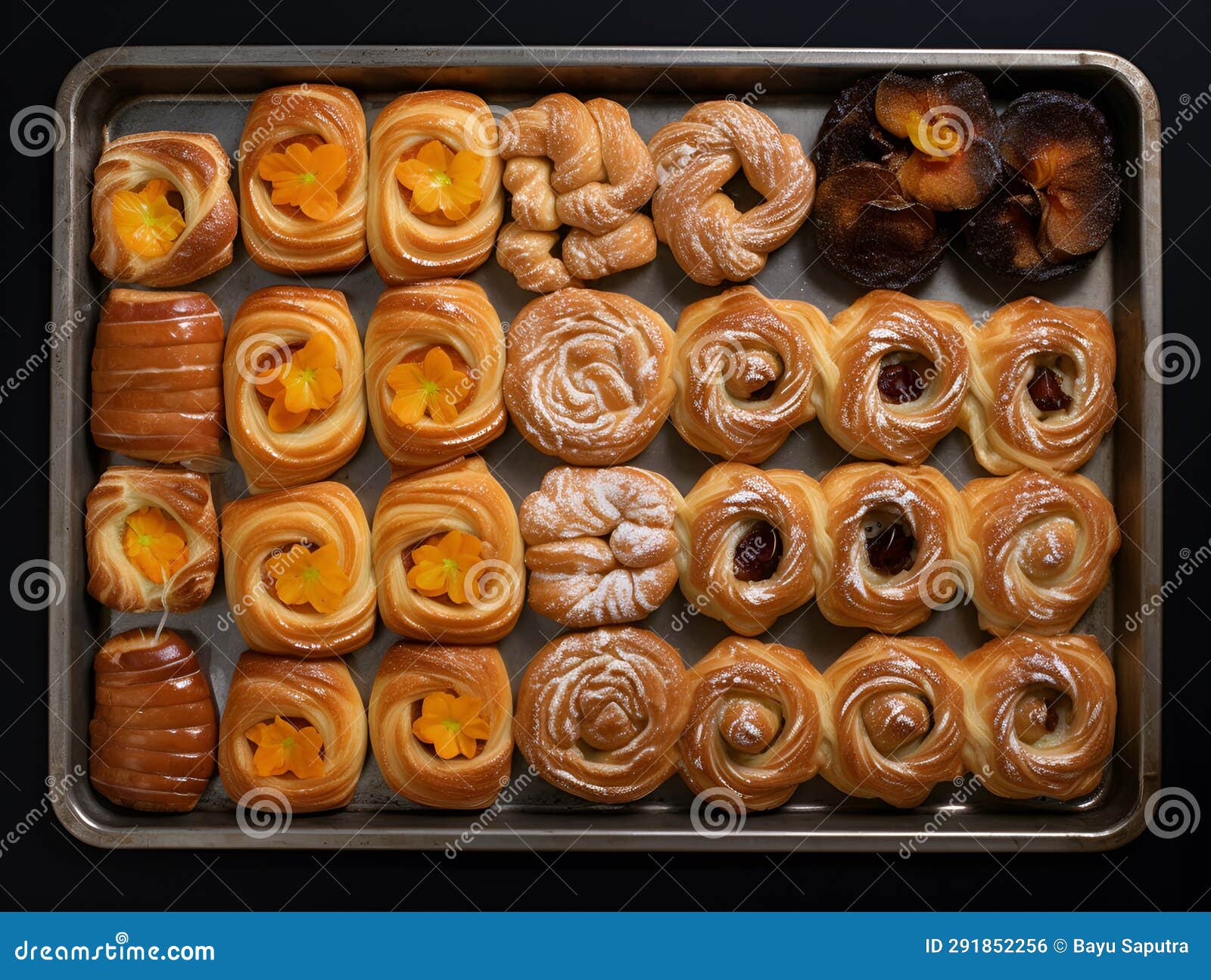 Arrangement of Various Pastries on a Tray View from Above, Ai ...