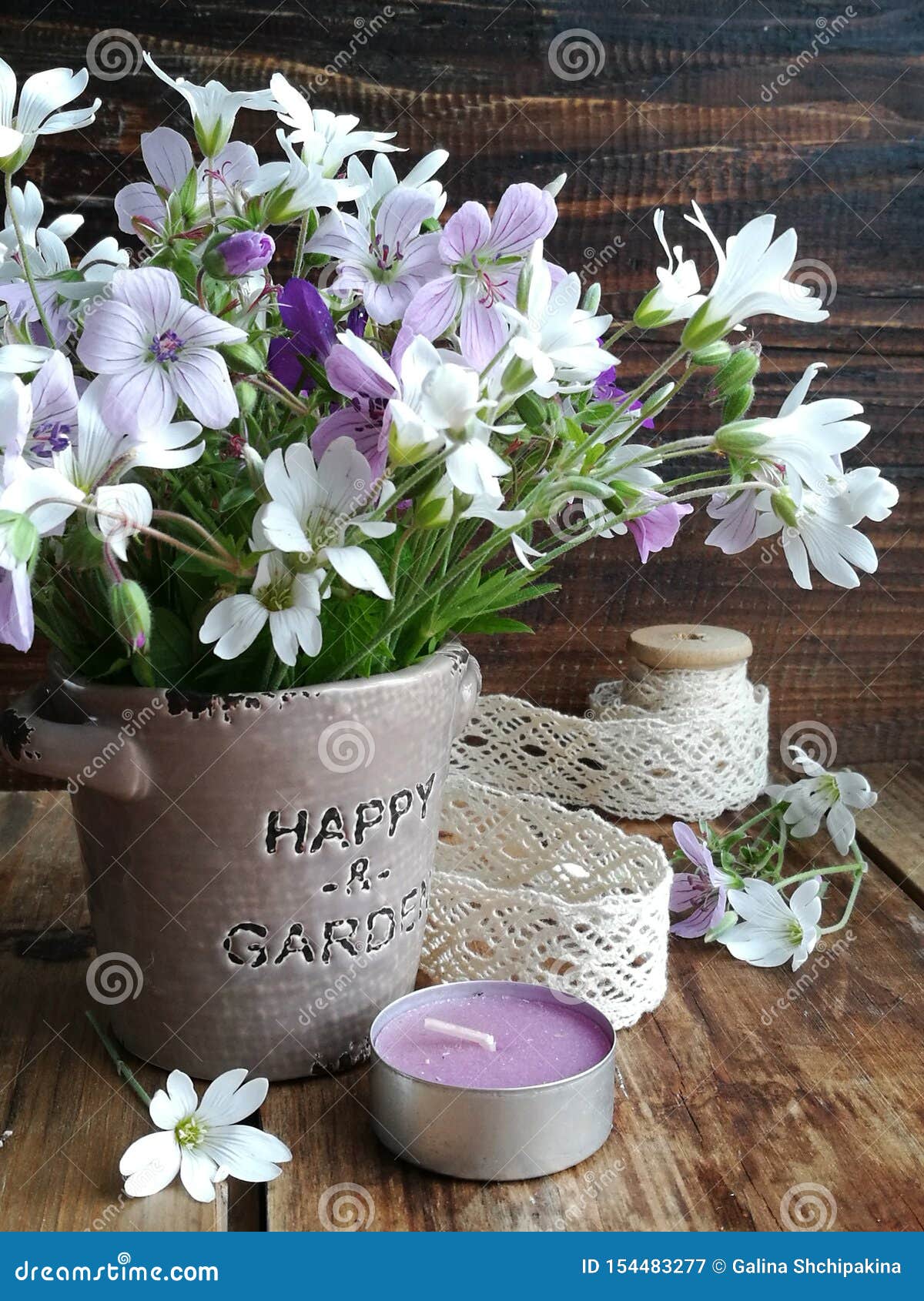 Arrangement of Wild Flowers in Rustic Style Stock Image - Image of ...