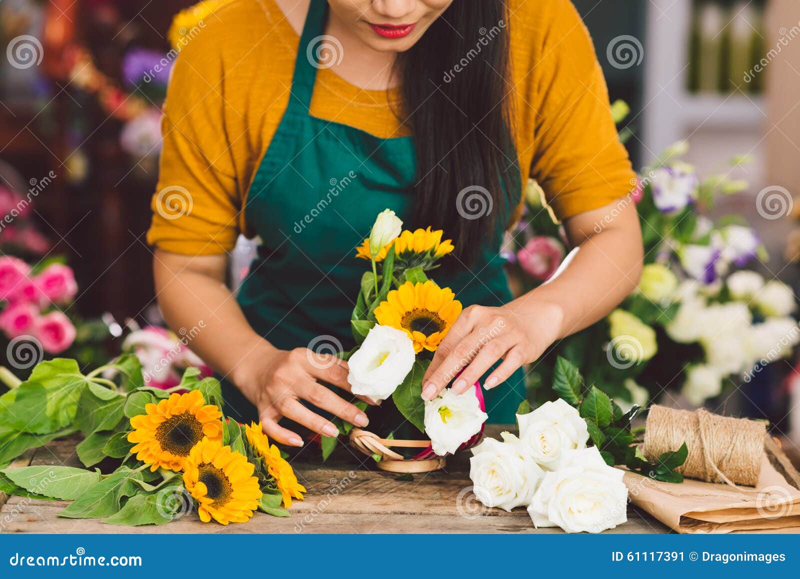 Arranging flowers stock image. Image of retail, roses - 61117391