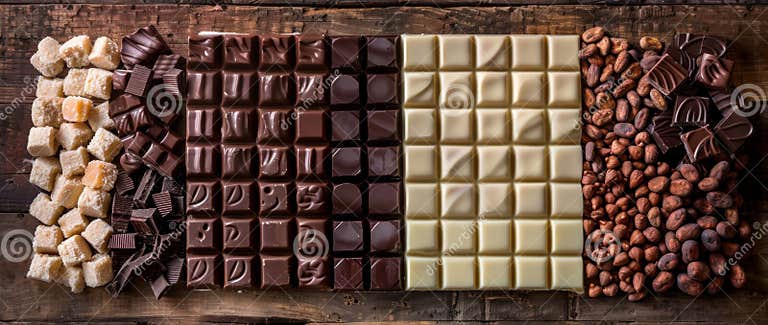 An Array of Assorted Chocolate Bars, Including White, Milk, and Dark ...