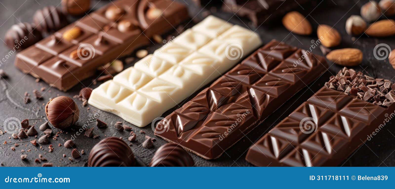 An Array of Assorted Chocolate Bars, Including White, Milk, and Dark ...