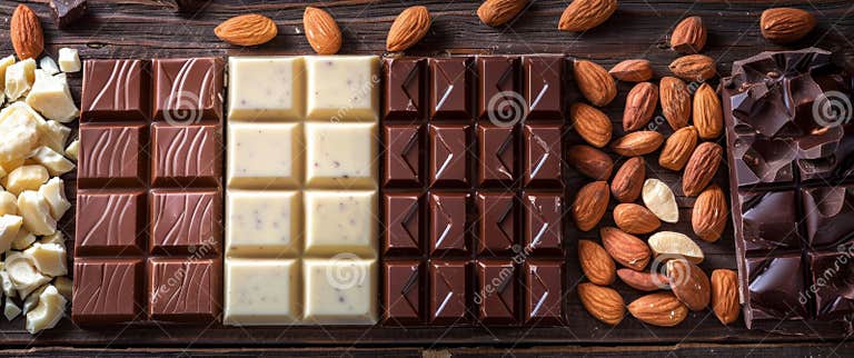 An Array of Assorted Chocolate Bars, Including White, Milk, and Dark ...