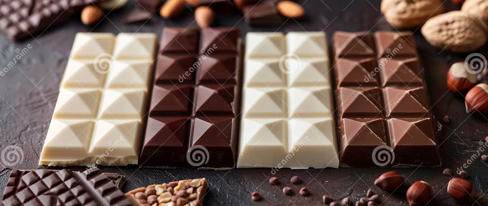 An Array of Assorted Chocolate Bars, Including White, Milk, and Dark ...