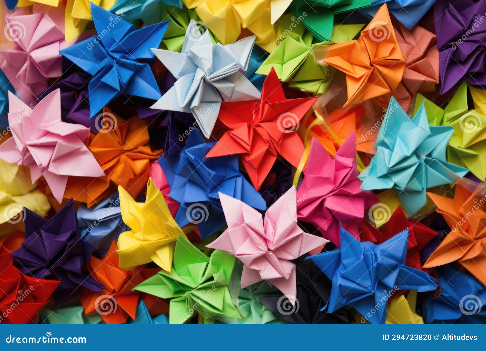 An Array of Assorted Colorful Origami Pieces Stock Illustration ...