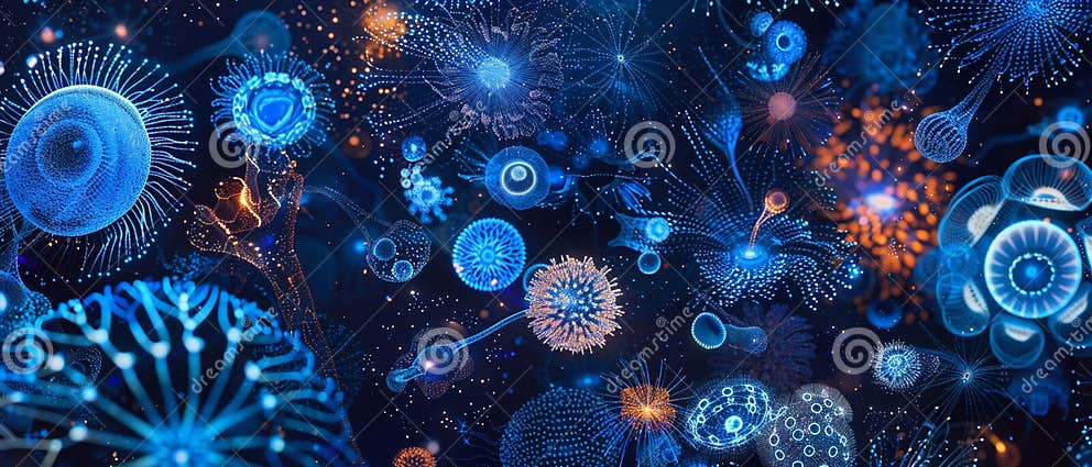 An Array of Bioluminescent Organisms Forming Intricate Patterns ...