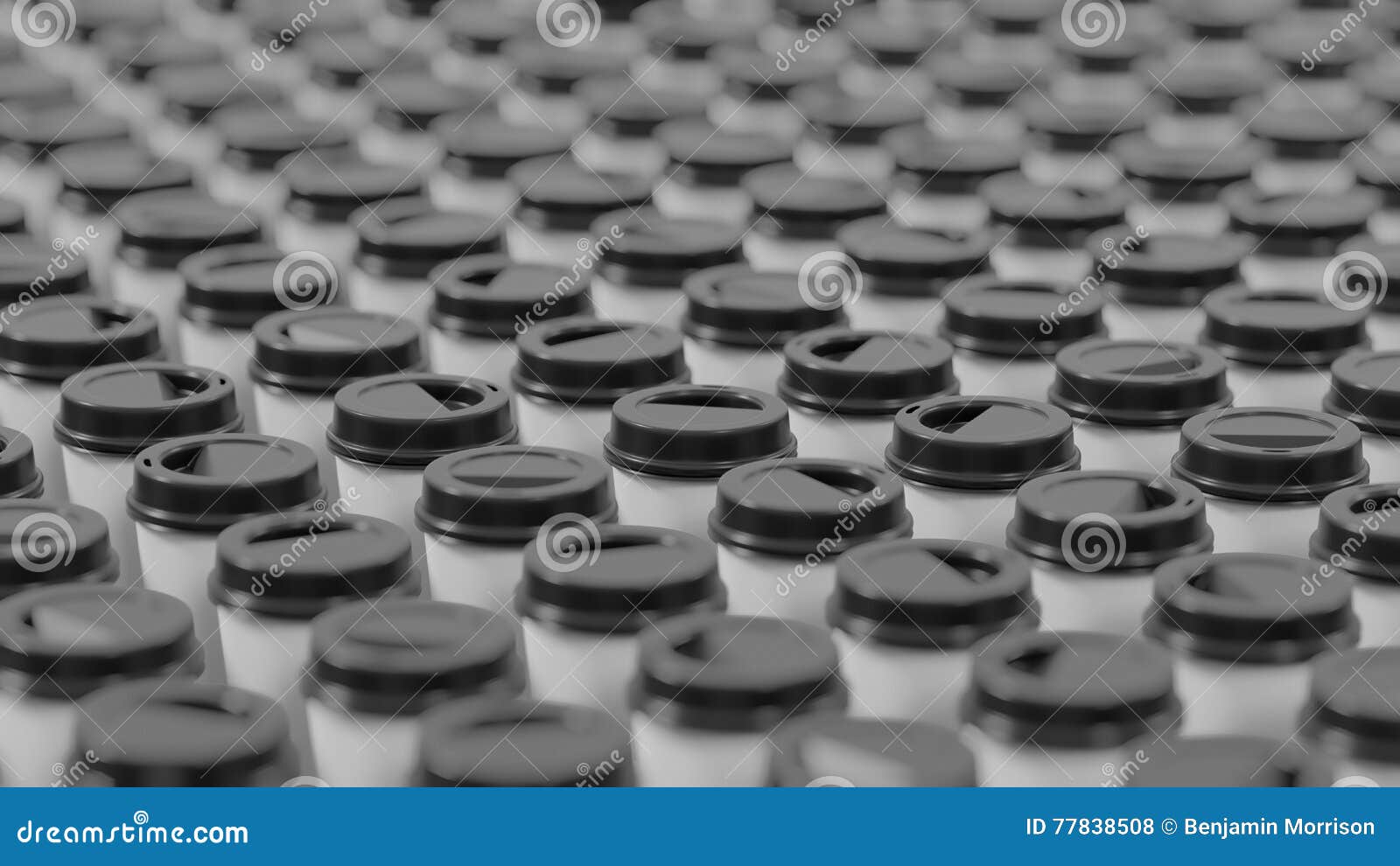 Array of Black Topped Coffee Cups Stock Illustration - Illustration of ...