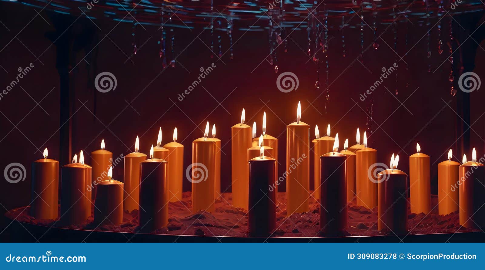 Array of Candles Illuminating Darkness Stock Photo - Image of glow ...