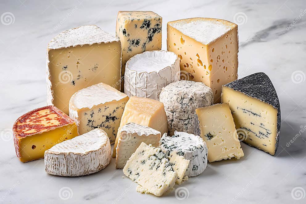 An Array of Cheeses Showcasing a Mix of Different Types and Textures ...