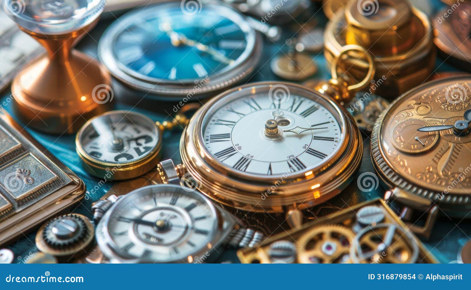 Array of Classic Watches and Clocks Illustrating the Concept of Time ...