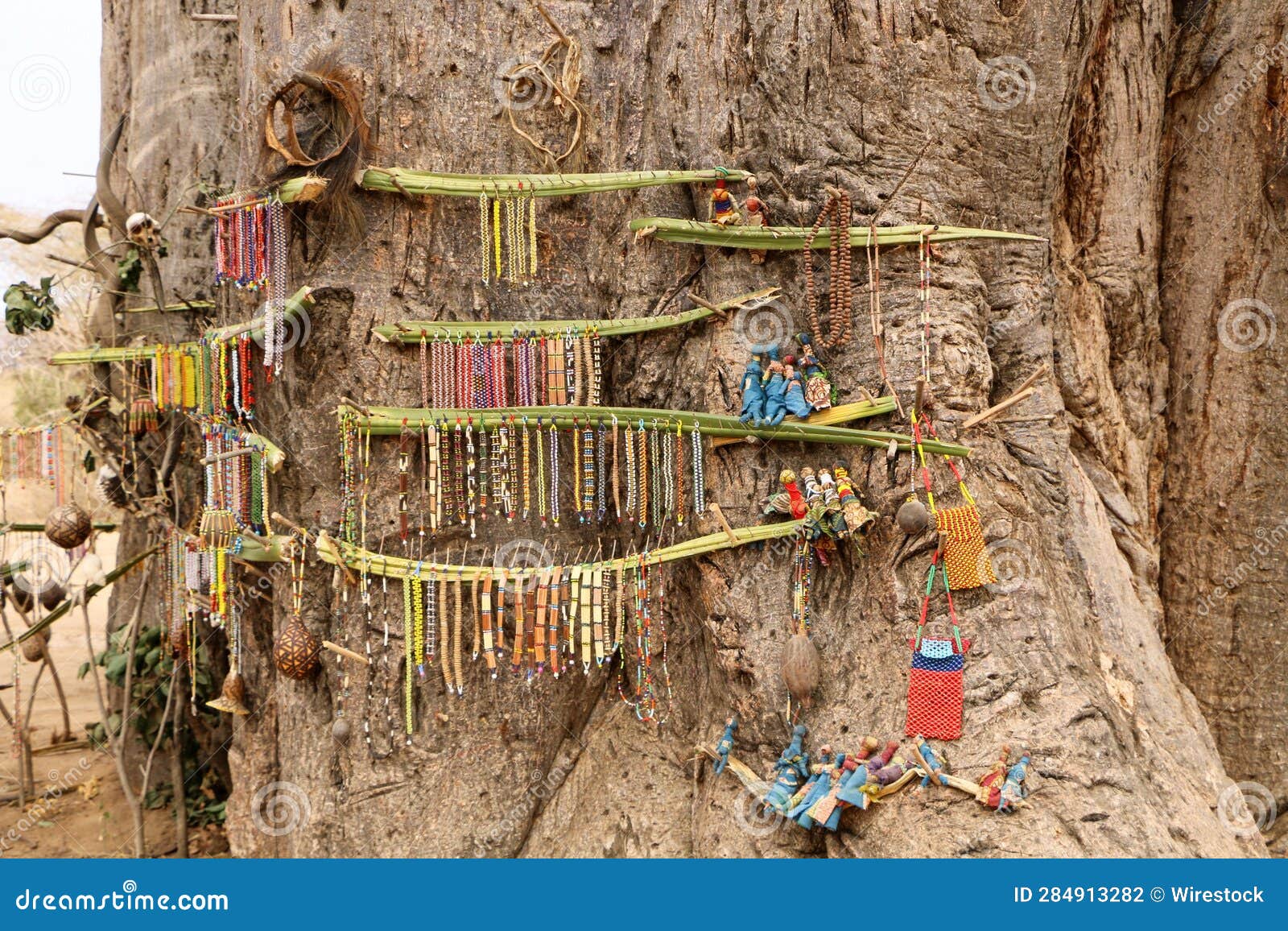 Array of Colorful Artisanal Crafts Hang from the Branches of a Tree ...