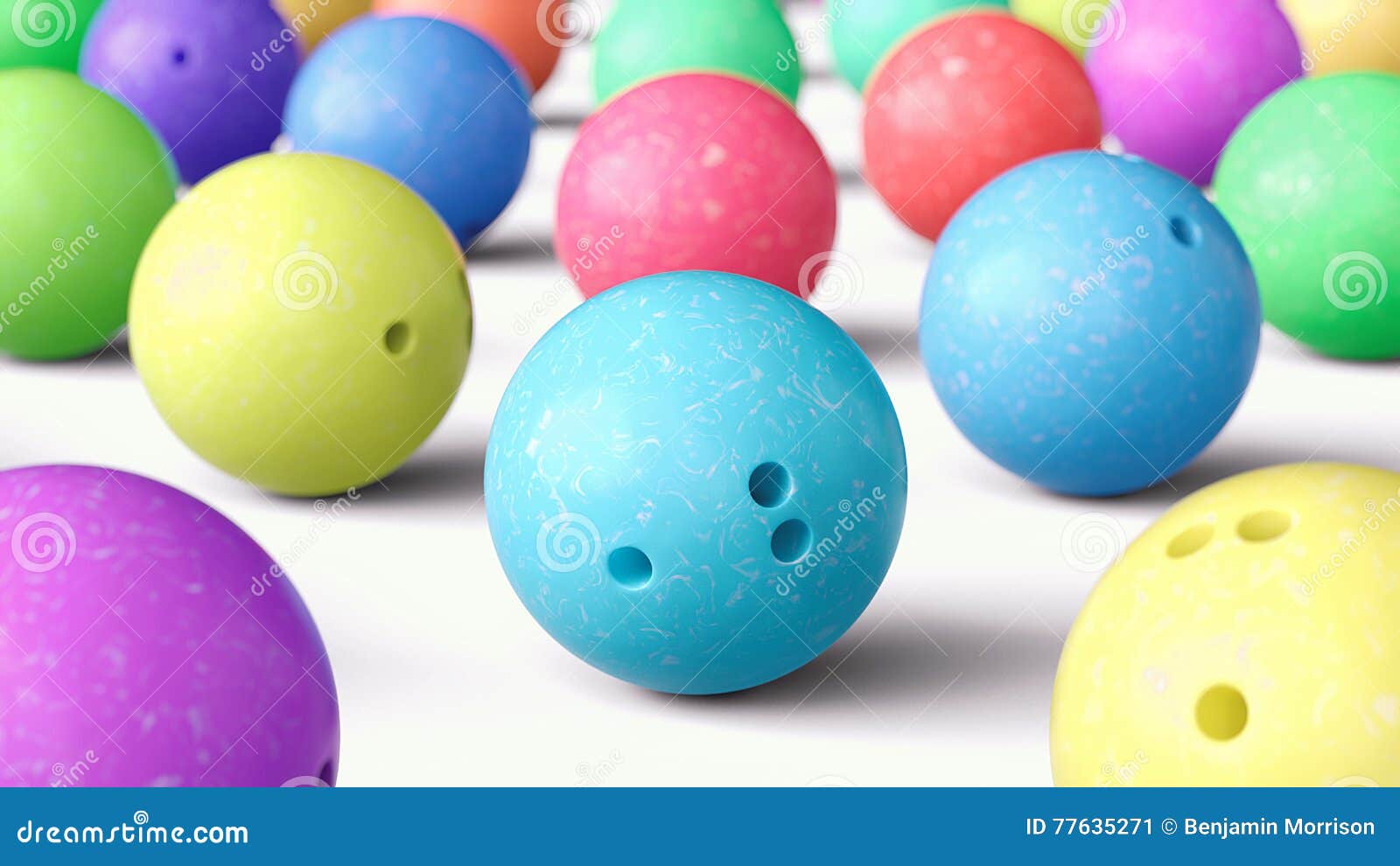 Array of Colorful Bowling Balls, Mid Shot Stock Illustration ...