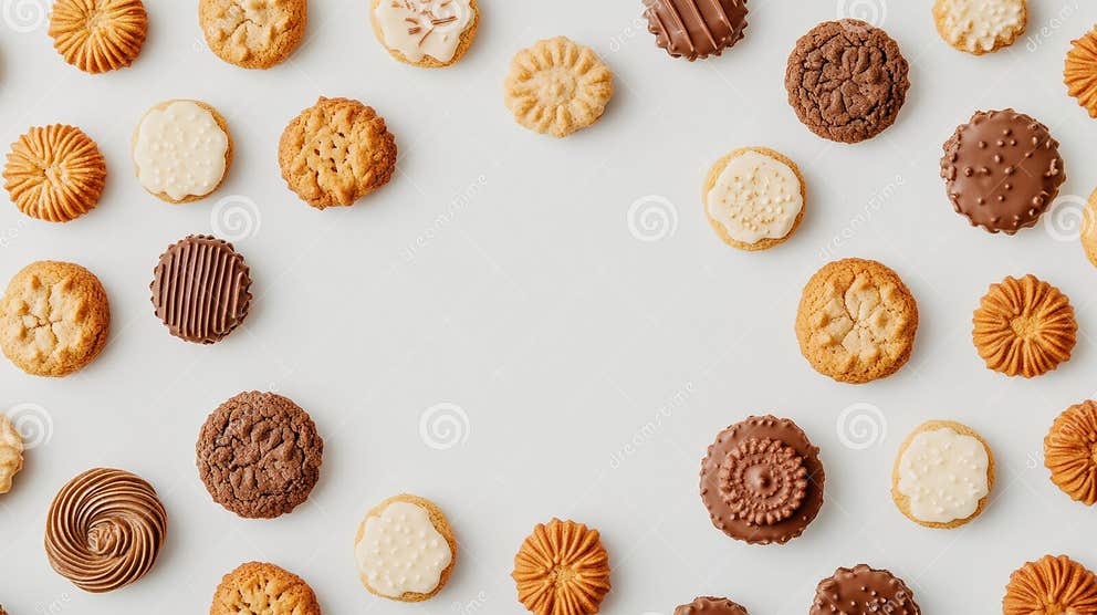 An Array of Colorful Cookies and Sweets is Artfully Placed on a Plain ...