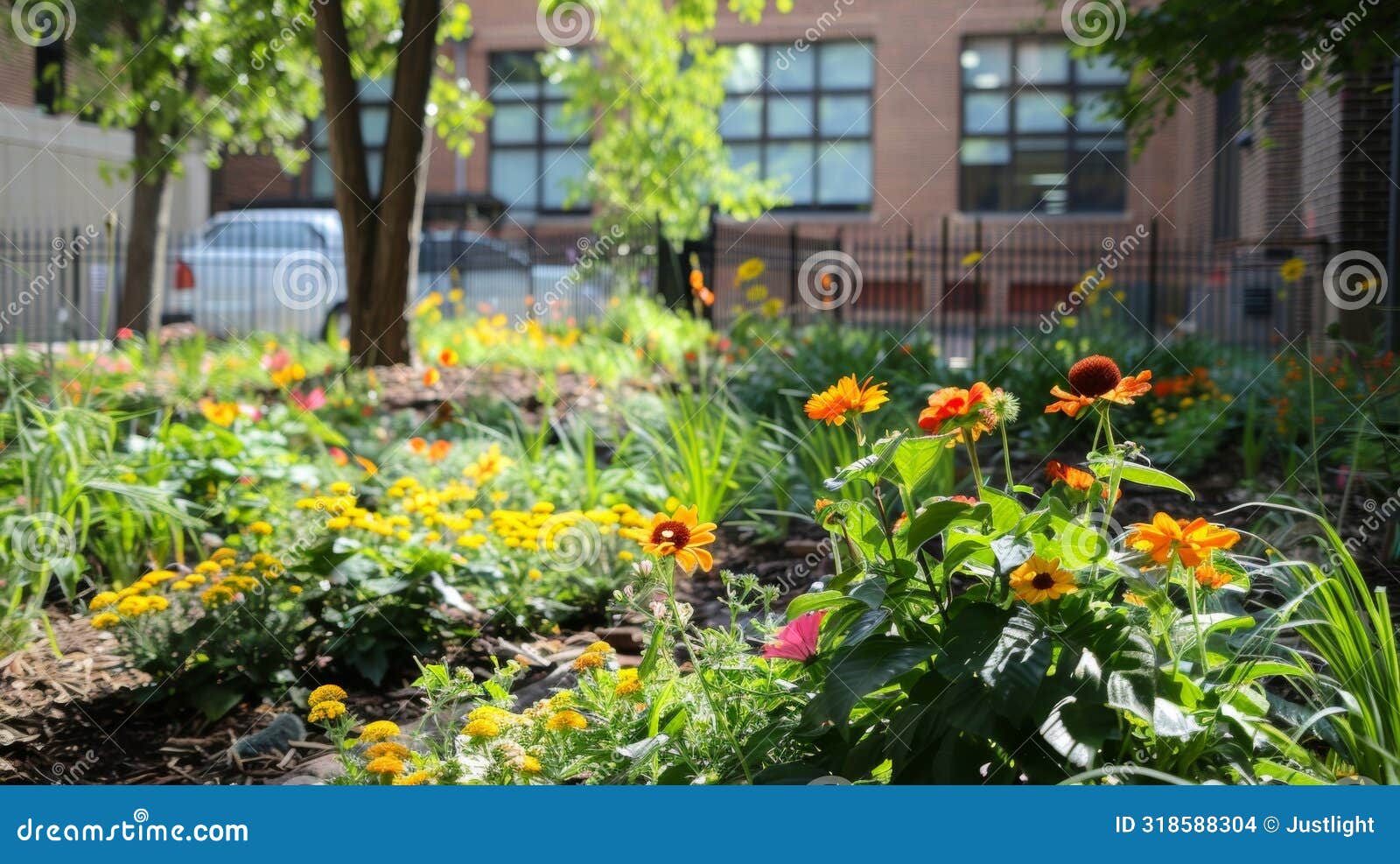 An Array of Colorful Flowers and Greenery Blooming in a School ...