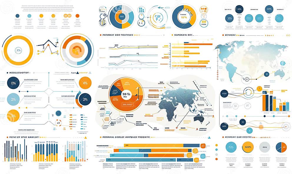 An Array of Colorful Infographics Displaying Various Data ...