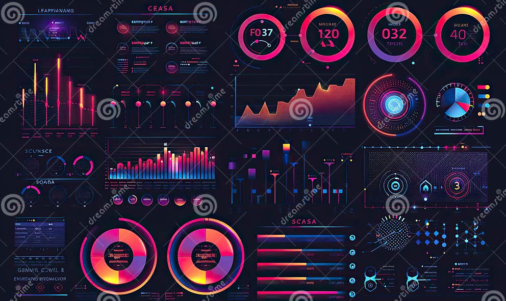 An Array of Colorful Infographics Displaying Various Data ...