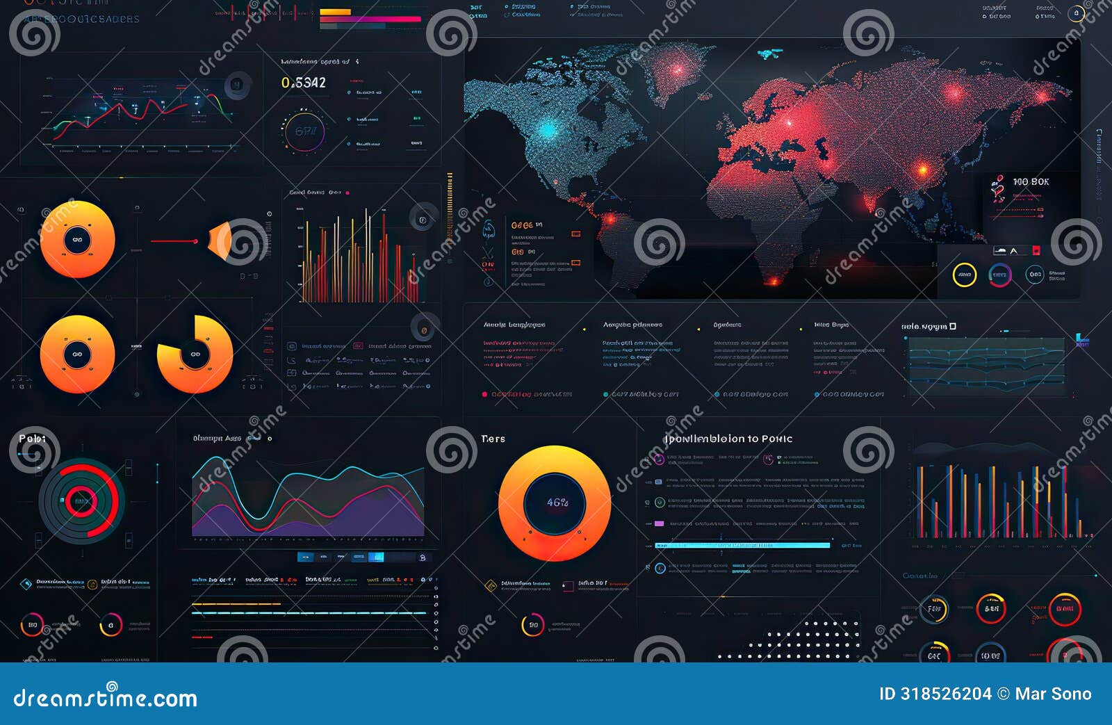 An Array of Colorful Infographics Displaying Various Data Visualizations in a Modern Style ...