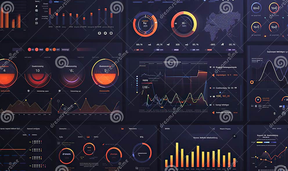 An Array of Colorful Infographics Displaying Various Data Visualizations in a Modern Style ...