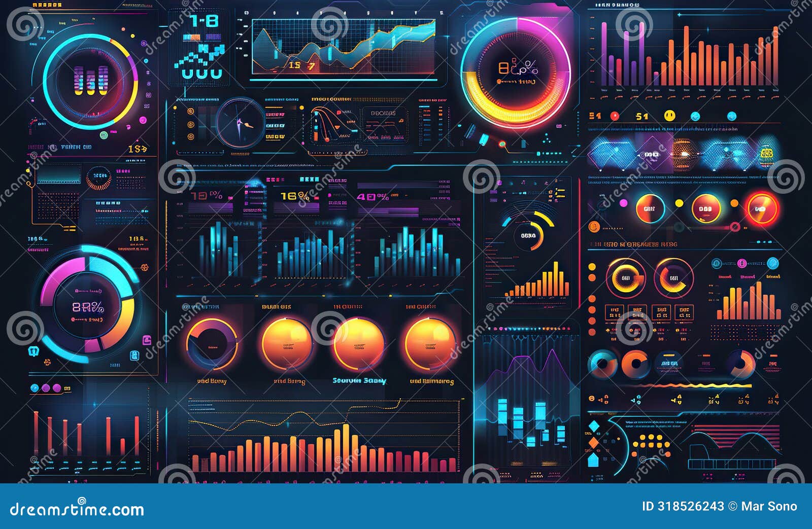 An Array of Colorful Infographics Displaying Various Data ...