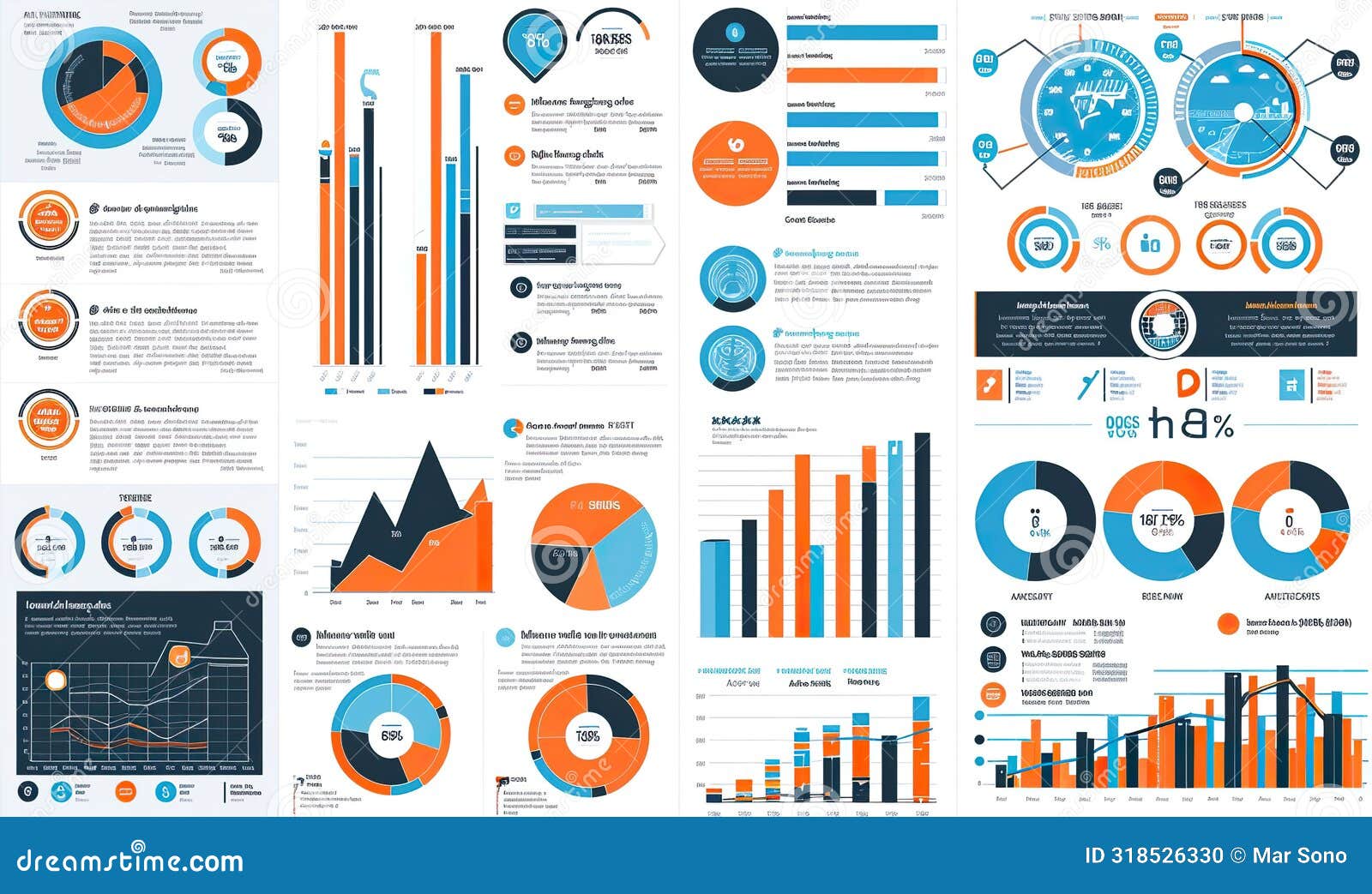 An Array of Colorful Infographics Displaying Various Data Visualizations in a Modern Style ...