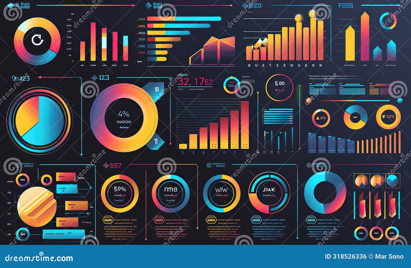 An Array of Colorful Infographics Displaying Various Data ...