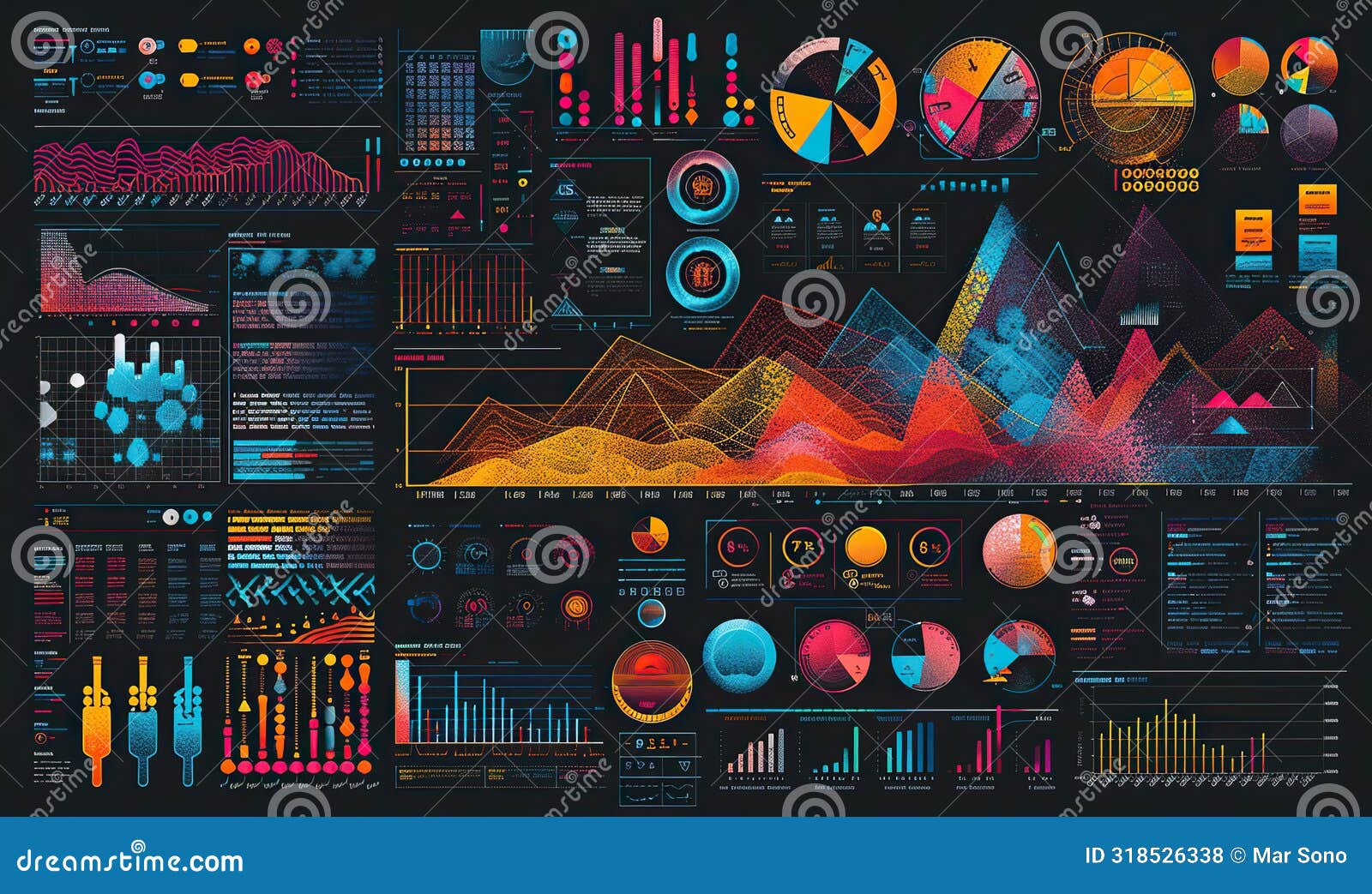 An Array of Colorful Infographics Displaying Various Data ...