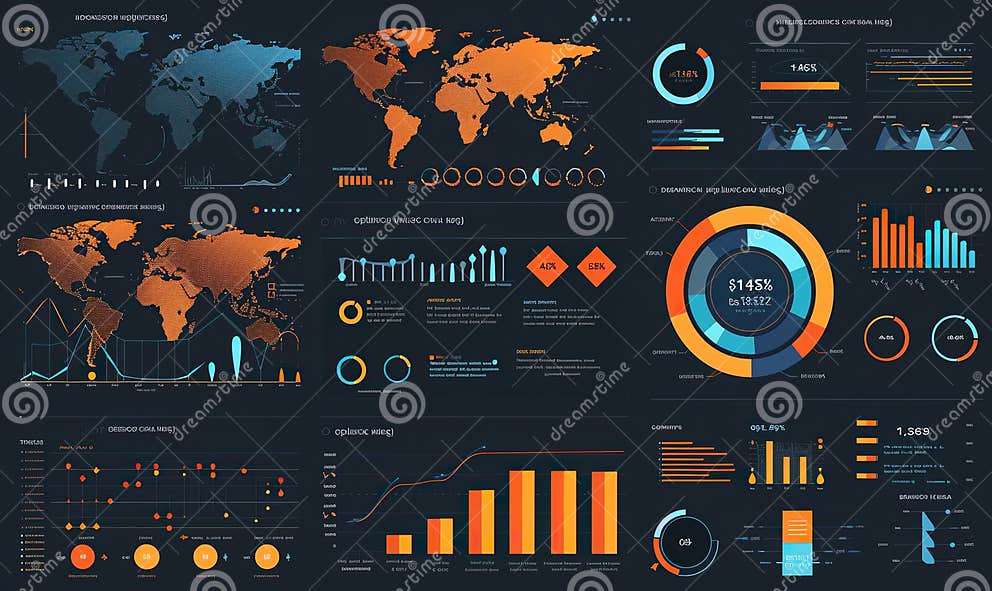 An Array of Colorful Infographics Displaying Various Data Visualizations in a Modern Style ...