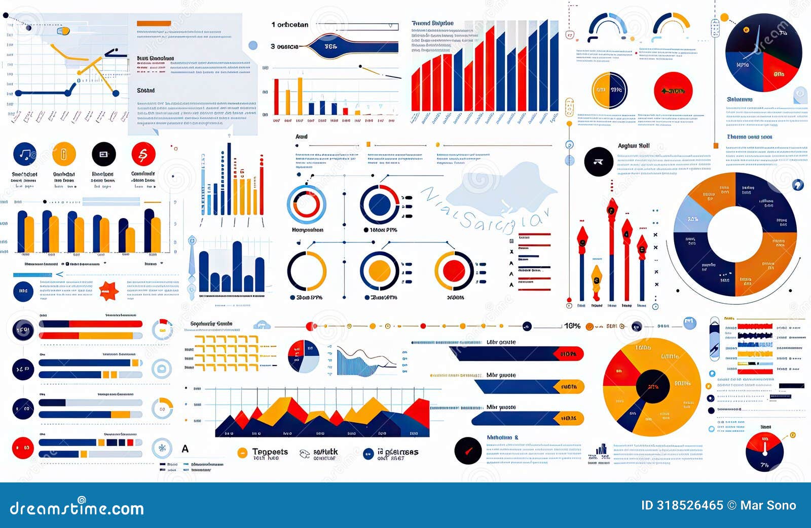 An Array of Colorful Infographics Displaying Various Data ...