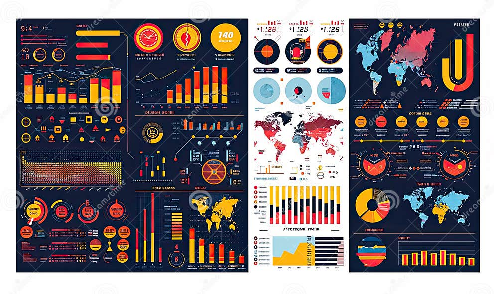 An Array of Colorful Infographics Displaying Various Data ...