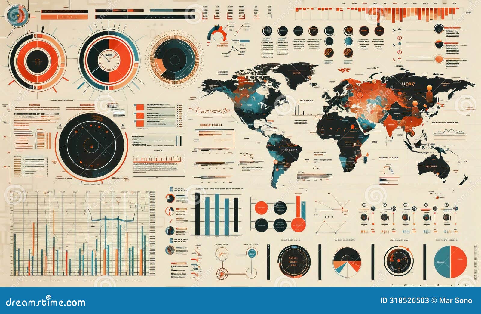An Array of Colorful Infographics Displaying Various Data ...