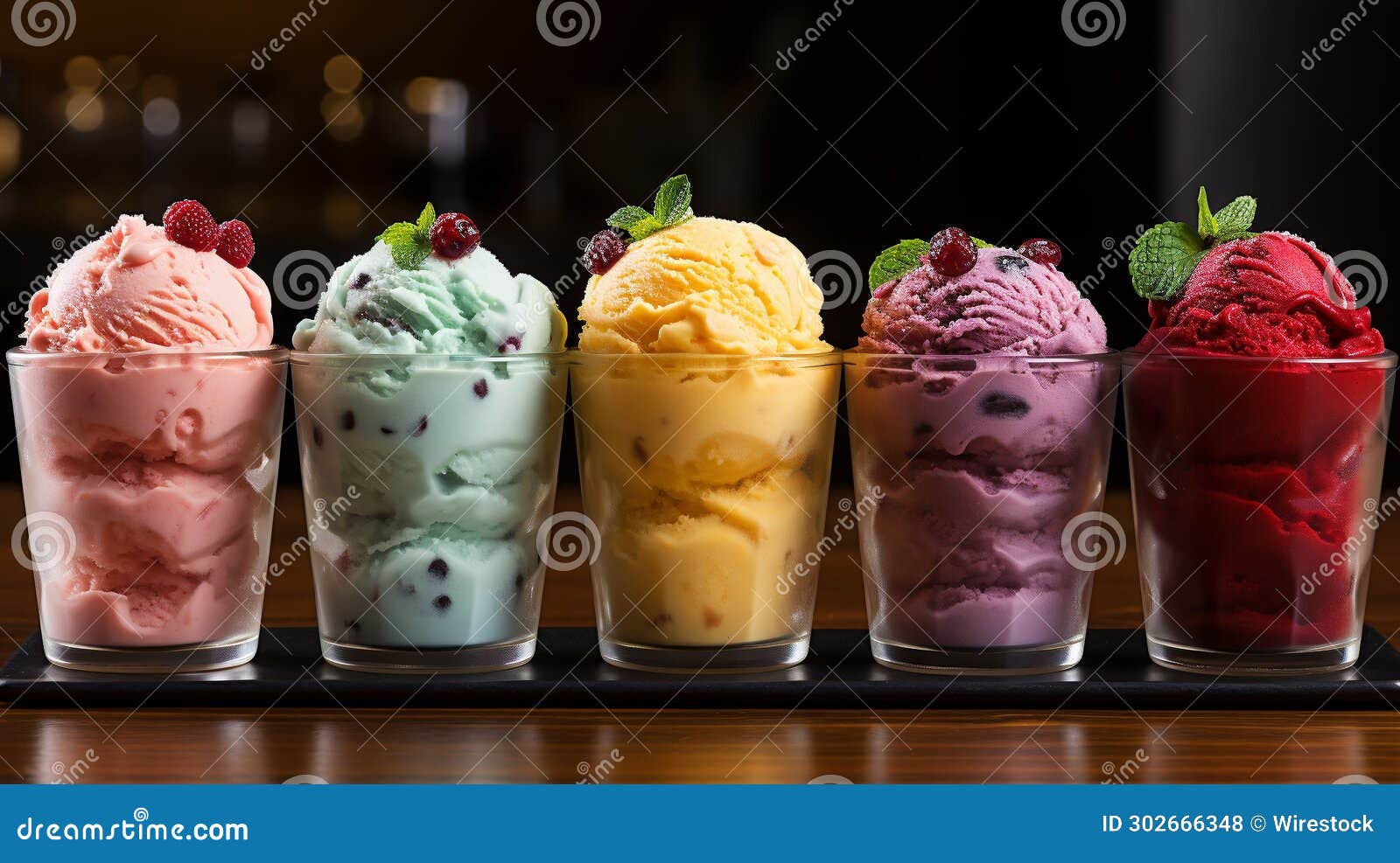 Array of Colorful Scoops of Ice Cream. AI-generated Stock Illustration ...
